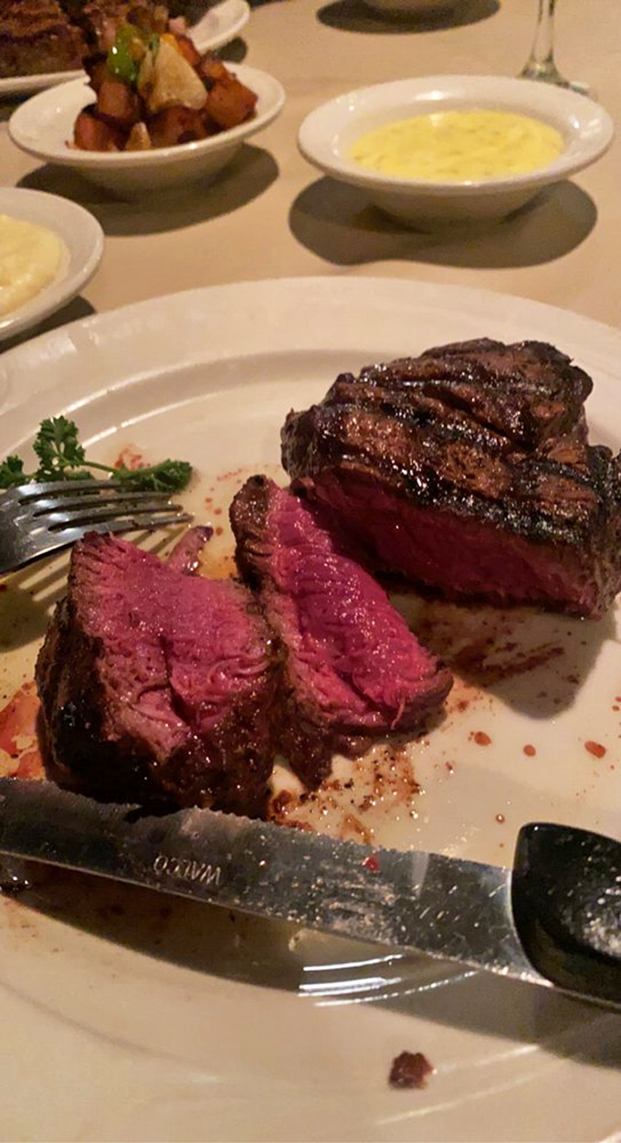 Mid-rare magnificence that makes time stand still. Sliced open to reveal that perfect ruby interior, this filet demonstrates why cavemen discovered fire.
