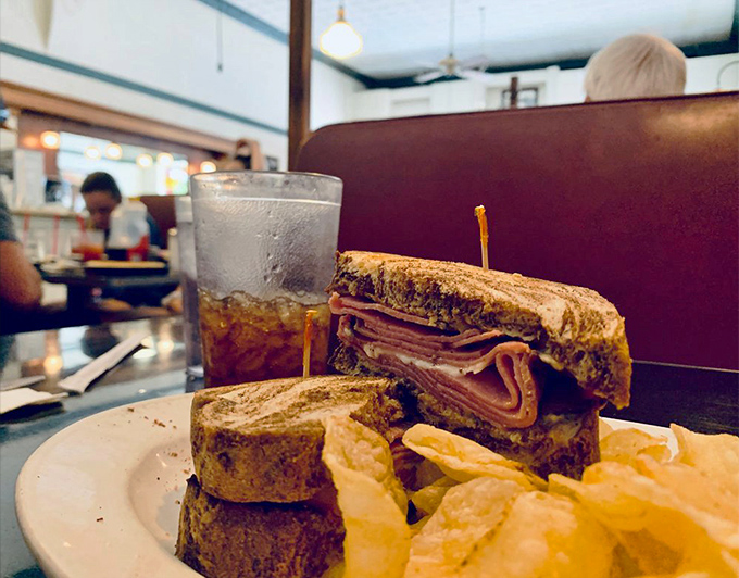 The legendary Reuben, perfectly grilled and expertly constructed, makes you wonder if sandwich architecture should be taught in design schools.