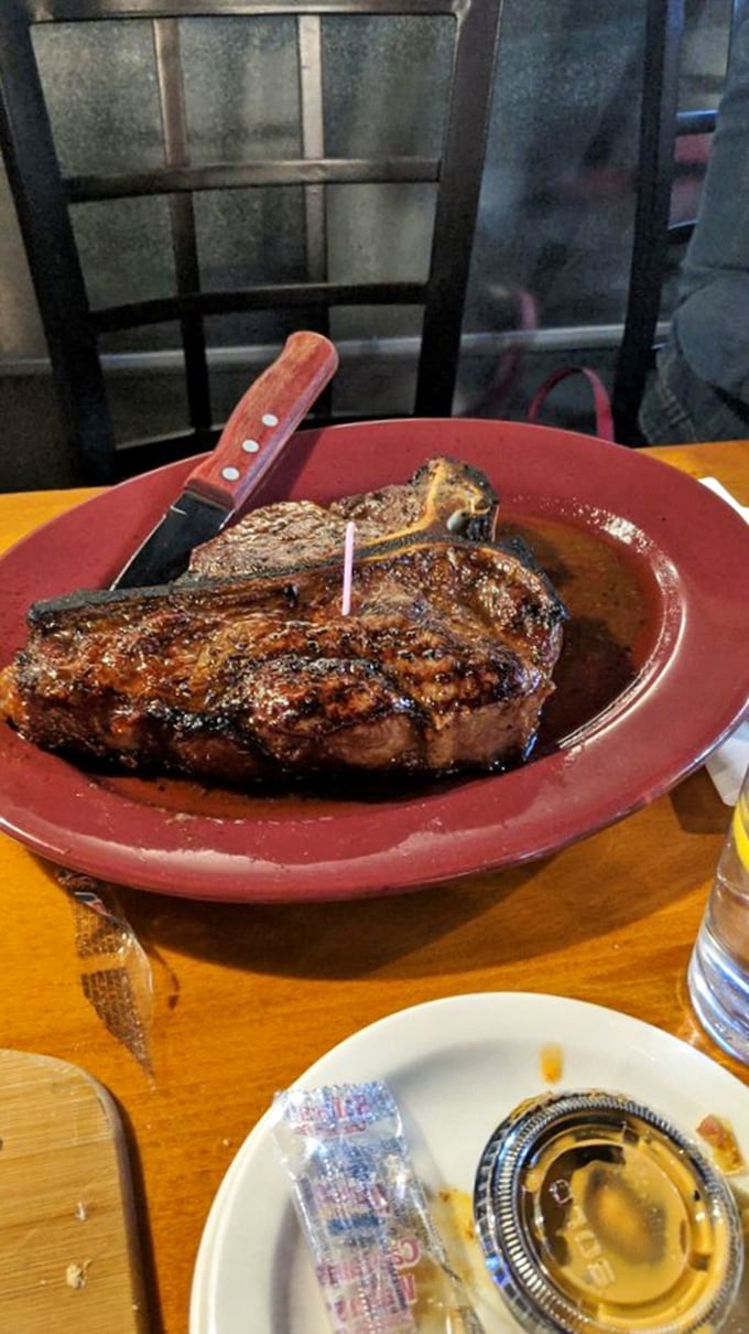 This steak doesn't just sit on the plate&mdash;it commands attention with its glistening surface and juices that create their own savory swimming pool.