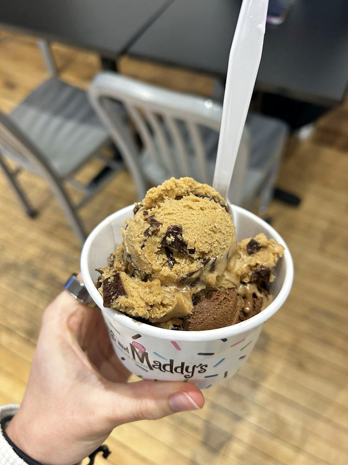 Coffee and chocolate chips—the adult version of breakfast for dinner. This scoop has the sophistication of espresso with the joy of cookie dough.