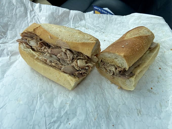 Wrapped in paper like a present to your taste buds. This cheesesteak doesn't need fancy packaging when what's inside is this magnificent.