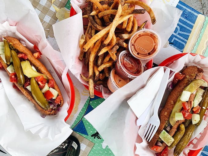 Fries so golden they deserve their own retirement account. Crispy on the outside, fluffy inside&mdash;the way the hot dog gods intended. 