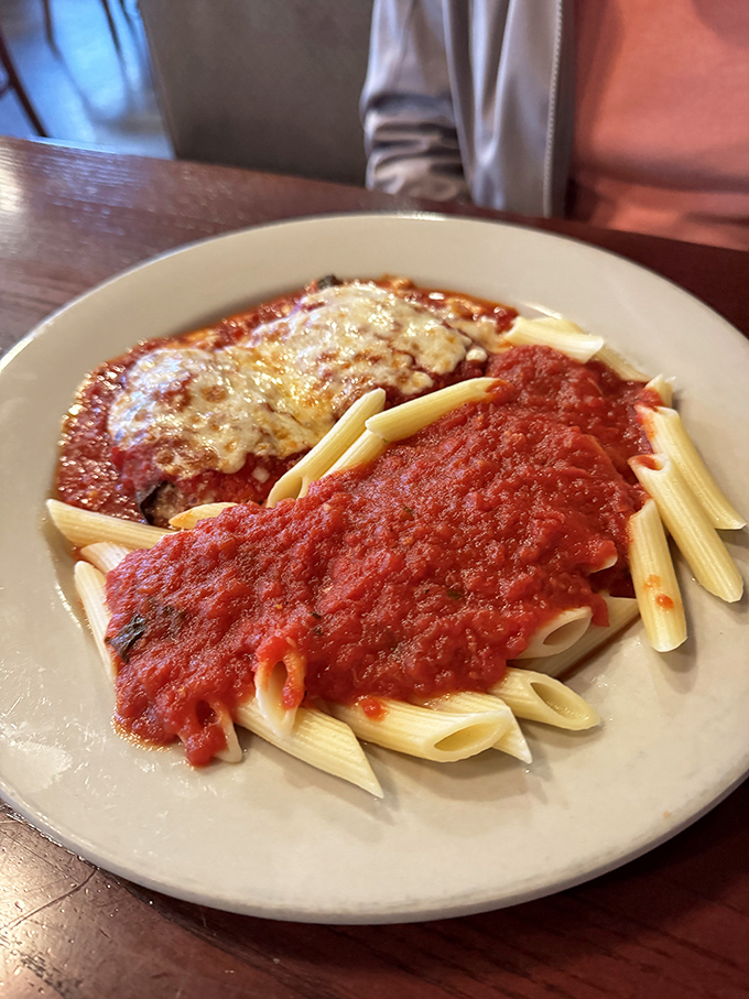 Chicken parm with penne&mdash;the comfort food equivalent of a warm hug from an Italian grandmother you never knew you had.