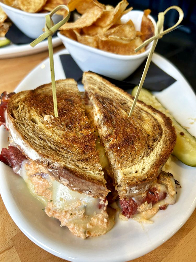 Behold the Reuben in all its glory &ndash; where corned beef and sauerkraut negotiate the perfect treaty, with Swiss cheese as mediator.