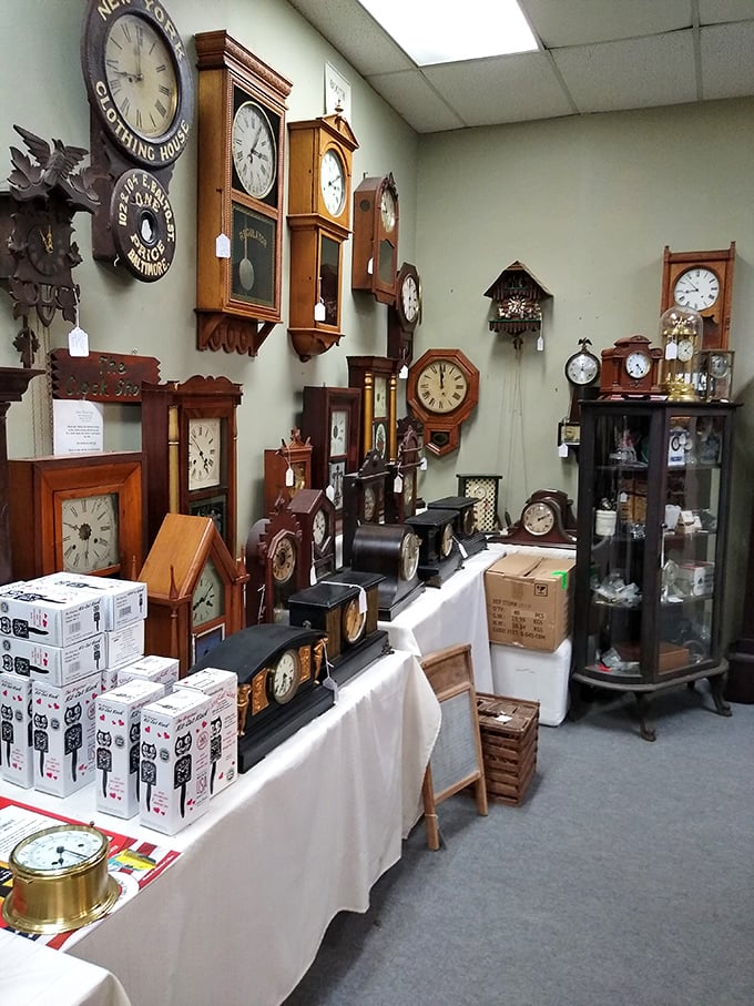 Time literally stands still in the clock section, where every piece is permanently set to "I should have been here hours ago."