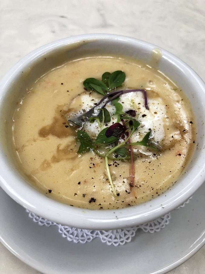 Some foods deserve their legendary status. This velvety she-crab soup with its perfect sherry finish might be worth the drive to Charleston alone.