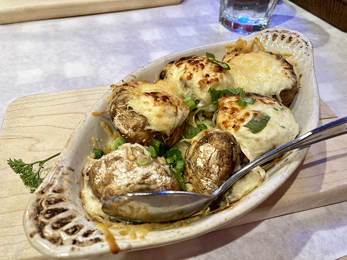 These cheese-crowned mushrooms aren't just stuffed&mdash;they're practically bursting with crabby goodness, like little umami bombs waiting to detonate on your taste buds.