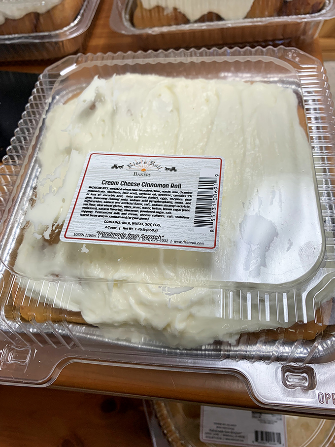 Behold: cream cheese cinnamon roll nirvana in plastic packaging. No filter needed when perfection comes labeled and ready for devouring.