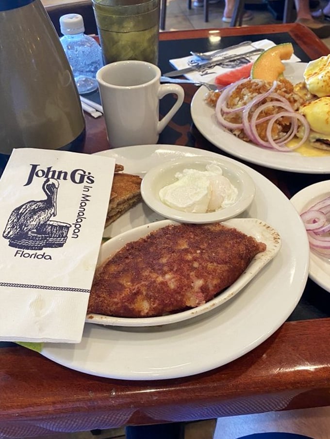 What remains of a magnificent breakfast. The only tragedy at John G's is when your plate is empty and the meal must end.