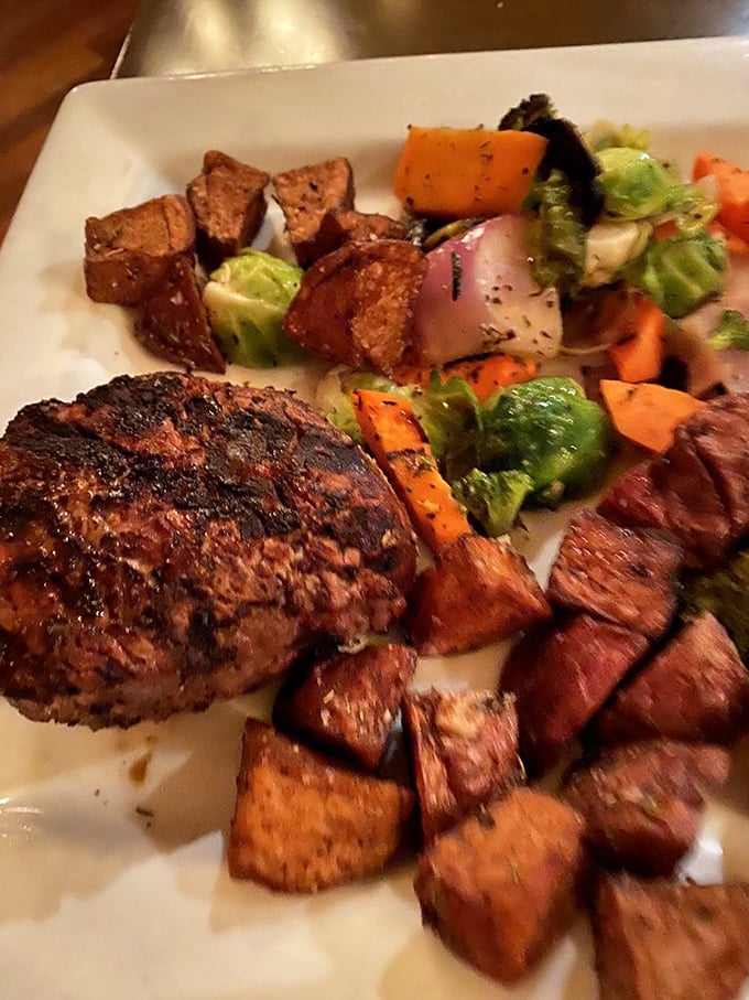 A perfectly seared filet with roasted vegetables that proves Pennsylvania knows how to do steakhouse classics with mountain-fresh flair. 