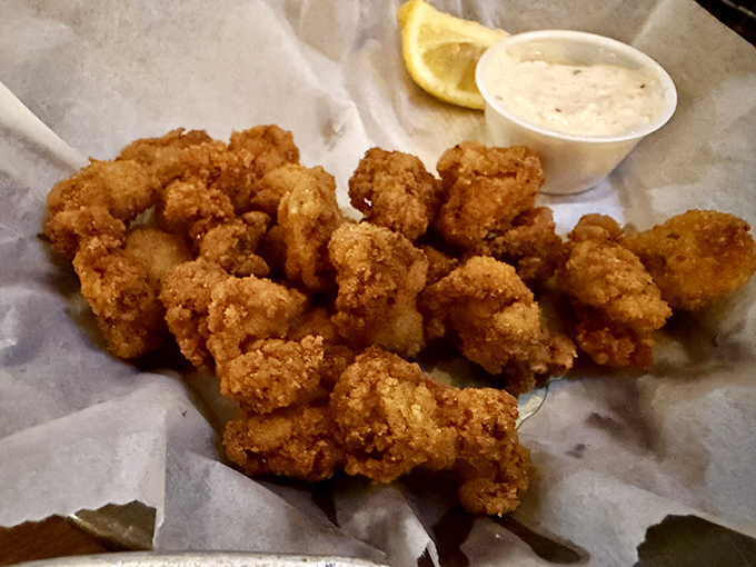 Golden-fried perfection with just the right crunch-to-juicy ratio. Seafood this good makes you question why you live so far inland.