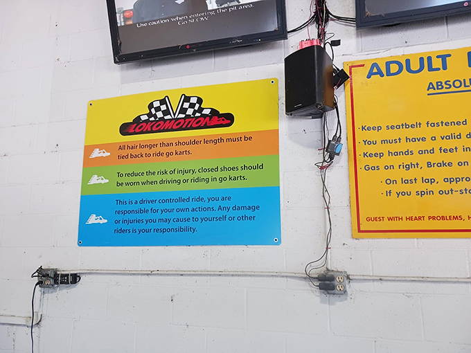 Safety first, speed second—though try telling that to your competitive brother-in-law. Long hair must be tied back, presumably to avoid the "windblown supermodel" look.