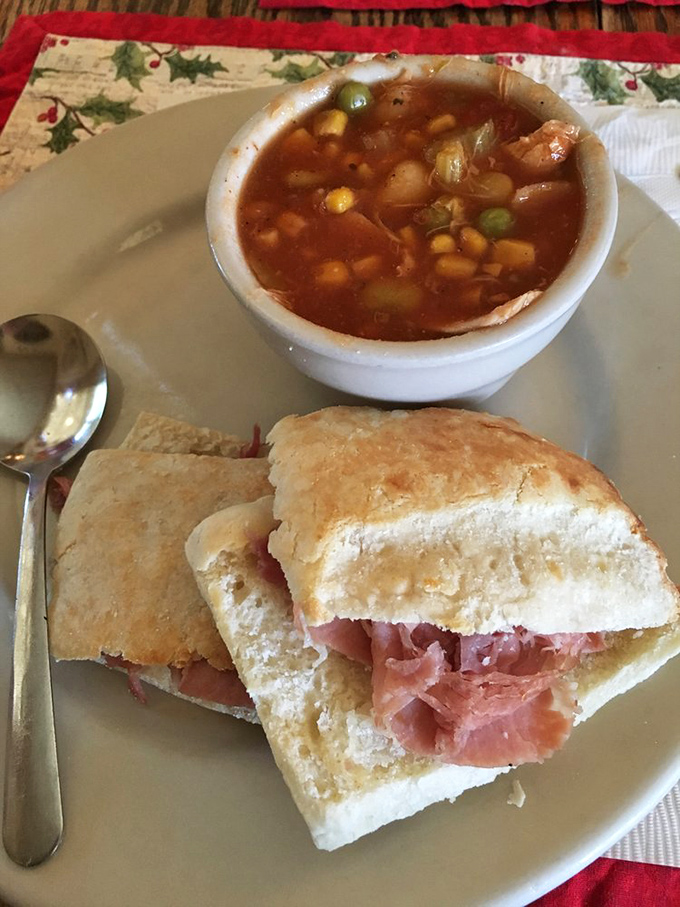 The perfect pairing that's been making Virginians smile since before Instagram was invented&mdash;Brunswick stew with chunky vegetables alongside ham-stuffed glory.