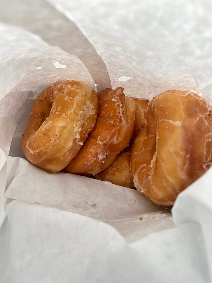 Donuts in their natural habitat&mdash;a white paper bag. No artisanal packaging needed when what's inside has been perfected over generations.