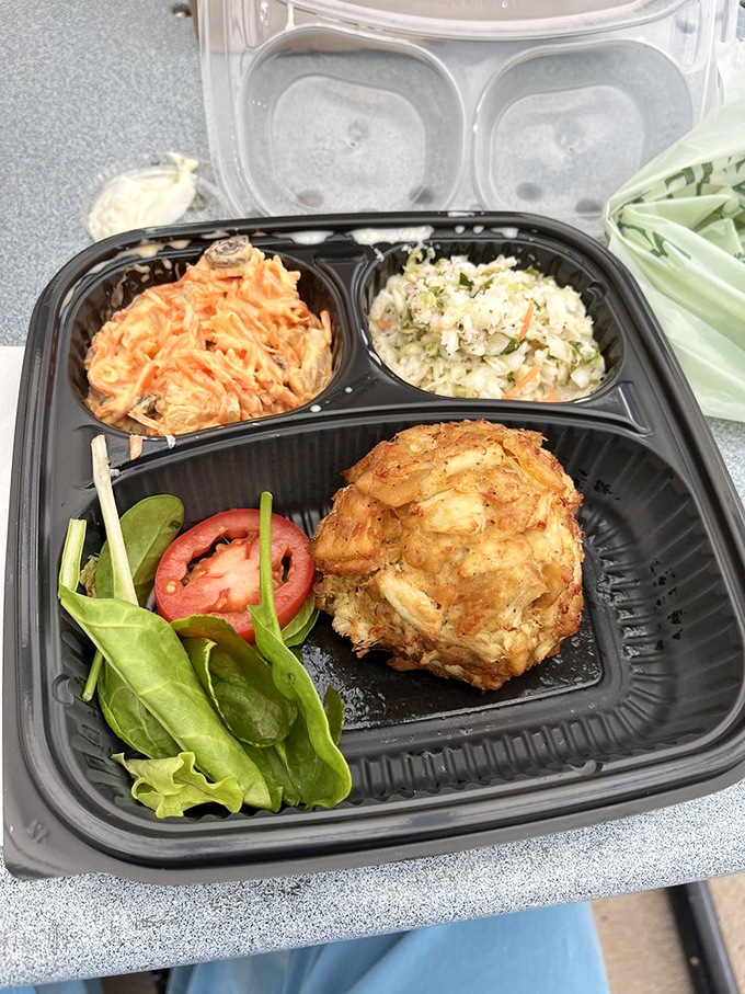Even in takeout form, Faidley's crab cake commands respect, accompanied by fresh sides that know their supporting role in this seafood drama.