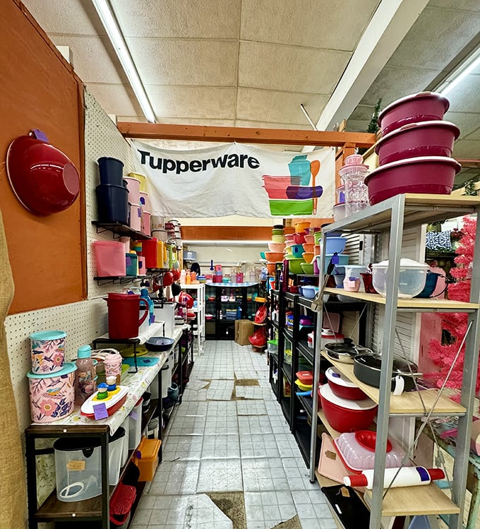 Tupperware heaven! This nostalgic aisle proves that before Marie Kondo, there was the satisfaction of perfectly matching lids and containers.