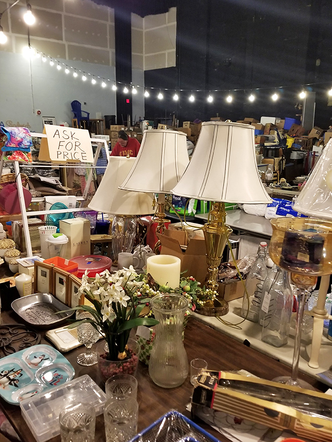 Ask for price says the sign, but the real value is in discovering that perfect lamp among decades of domestic artifacts.