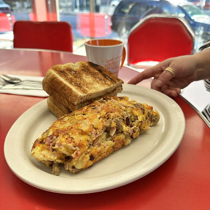 The Western omelet that could unite the East and West. Perfectly folded with just the right amount of fillings&mdash;a diplomatic breakfast solution.