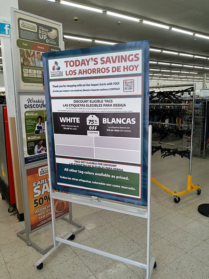 The color-coded tag system transforms ordinary bargain hunting into strategic gameplay. Today's white tags at 75% off? That's not shopping&mdash;that's winning.