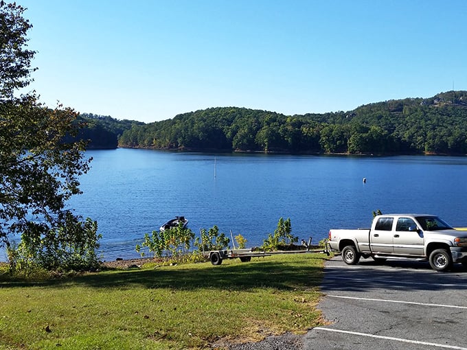 The boat launch: where weekend warriors and their watercraft congregate for that perfect Georgia lake day, no experience necessary.