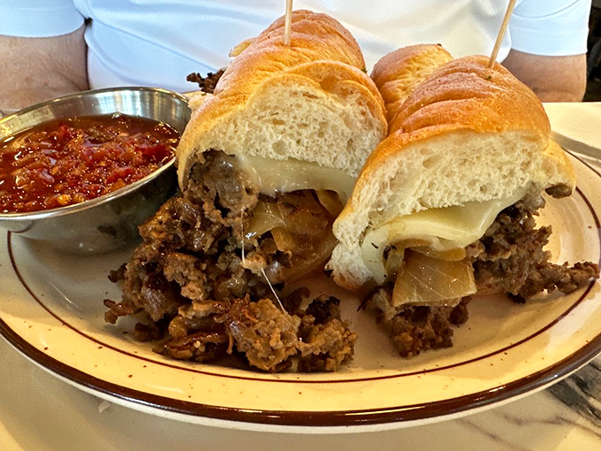 A proper Philly cheesesteak that would make Rocky himself throw his arms up in victory. The melty cheese pulls like heartstrings.