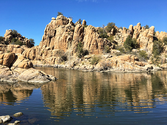 These dramatic rock formations at Watson Lake could double as a Star Trek filming location. Captain Kirk would feel right at home exploring here.
