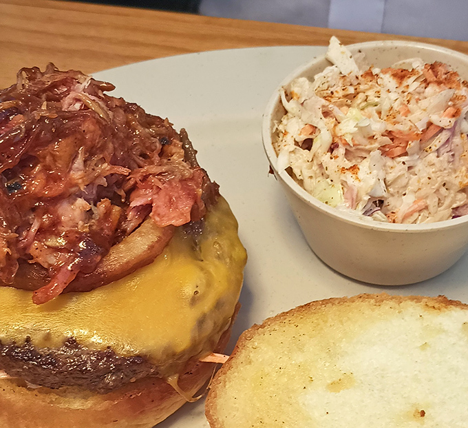 That pulled pork burger isn't messing around&mdash;it's bringing enough BBQ swagger to make Memphis nervous.