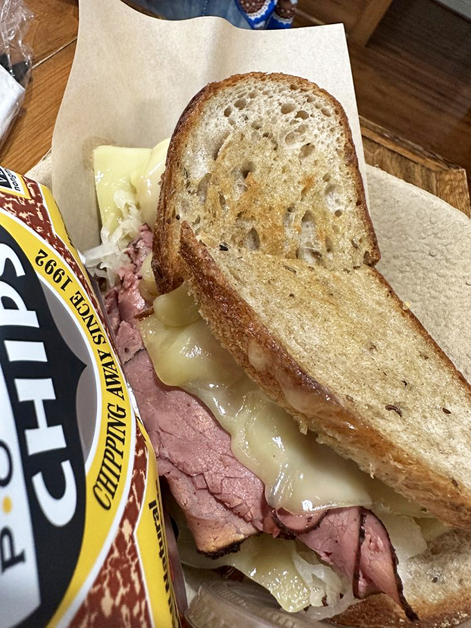 This Reuben sandwich isn't playing around. The marriage of corned beef, sauerkraut, and melted cheese creates a holy trinity of deliciousness.
