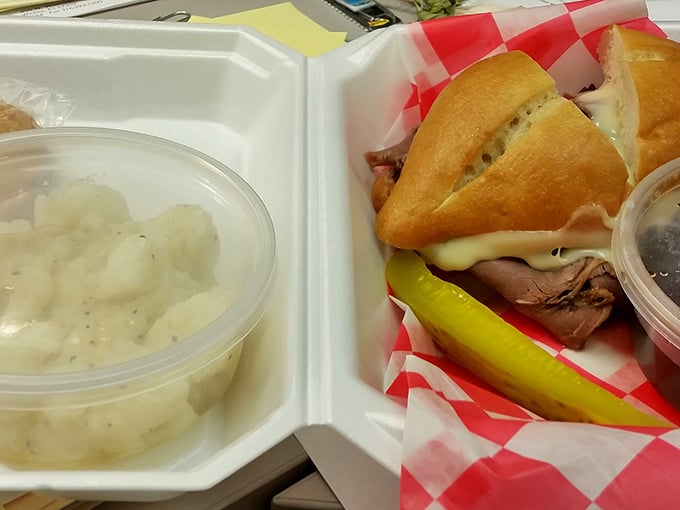 A proper roast beef sandwich with potato salad is America's comfort food diplomacy. This plate could solve international conflicts if given the chance.