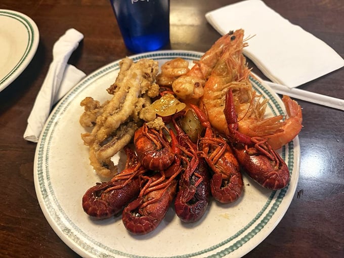 Seafood that doesn't taste like it's been sitting since the Reagan administration. These crawfish and shrimp look ready for their close-up.