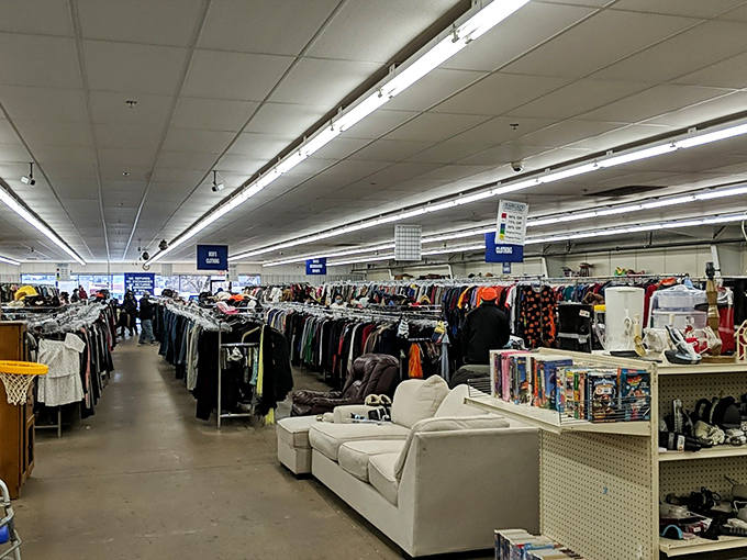 Books and furniture create neighborhoods within the store, where shoppers can mentally redecorate their homes one bargain at a time.