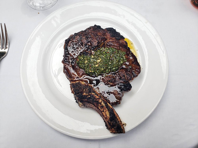 This herb-topped ribeye doesn't just sit on the plate&mdash;it commands attention like a culinary drill sergeant with a side of horseradish cream. 