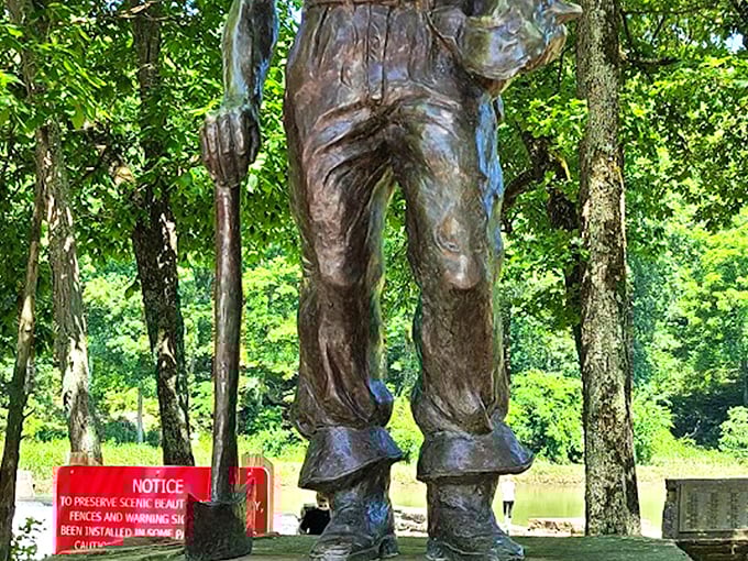 A bronze tribute to the CCC boys who built this paradise with nothing but muscle, determination, and an eye for beauty that architects would envy.