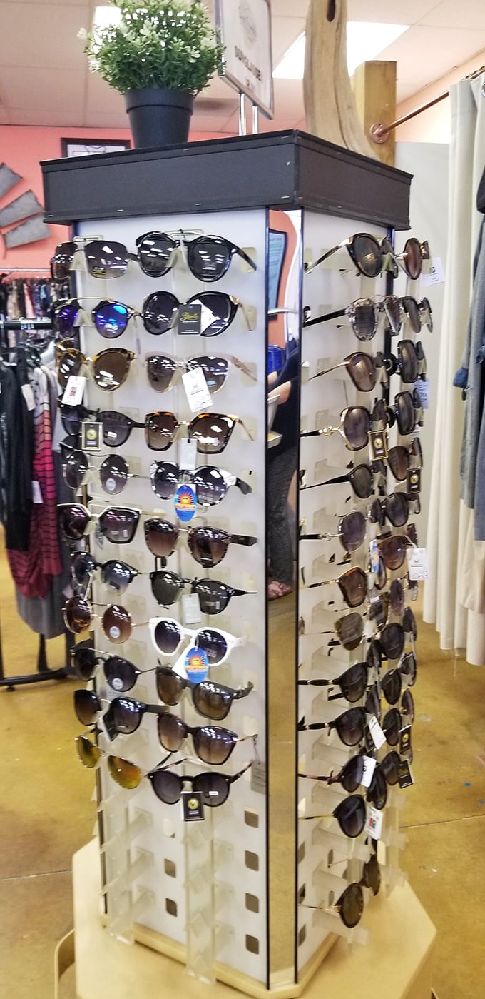 The sunglasses display&mdash;where you can channel your inner movie star or just hide from last night's decisions, all for pocket change. 