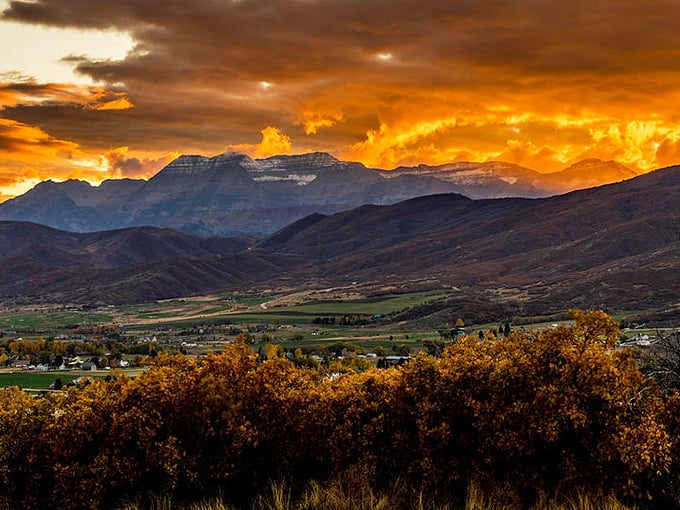 Nature's nightly show costs exactly zero dollars—Midway sunsets paint the Wasatch Mountains in colors no Instagram filter could improve.