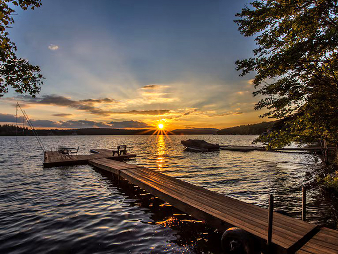 Nature puts on a daily light show at nearby lakes. This wooden dock practically begs for early morning coffee or evening contemplation with someone special.
