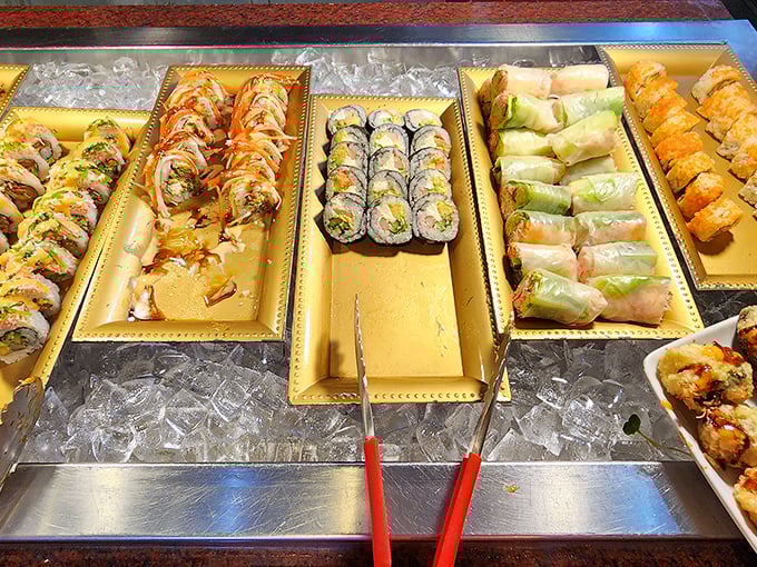 Sushi at a buffet is an act of culinary optimism. At Super King, that optimism is rewarded with surprisingly fresh rolls.