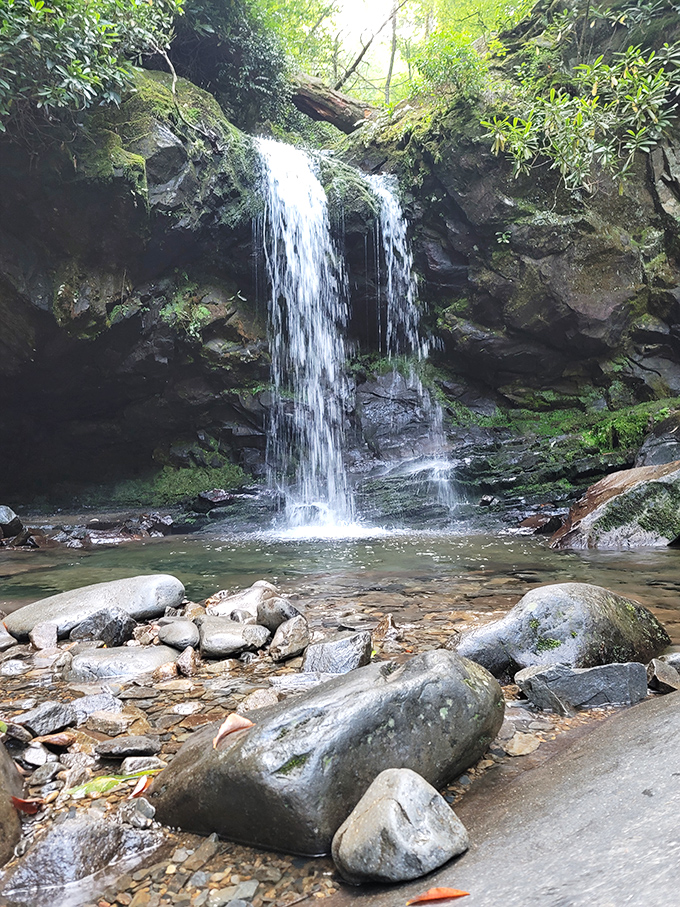 The main event doesn't disappoint - a perfect curtain of water cascading into a crystal pool. Mother Nature's answer to the infinity pool trend.