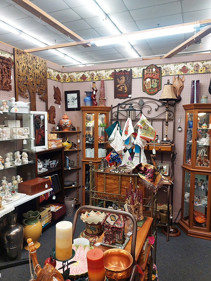 Step into this booth and you're suddenly in your great-aunt's perfectly preserved living room, complete with curio cabinets holding memories you didn't know you had.