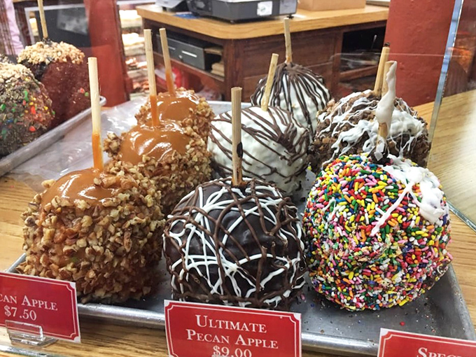 Caramel apples elevated to art form&mdash;from classic pecan to sprinkle-covered sugar bombs. These aren't your carnival apples; they're formal-occasion fruit wearing evening attire.