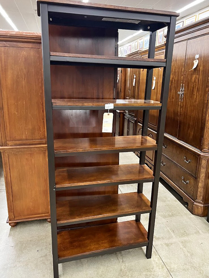 Modern meets rustic in this industrial bookshelf&mdash;the perfect home for your literary collection or that ceramic frog collection you swore you'd never start.