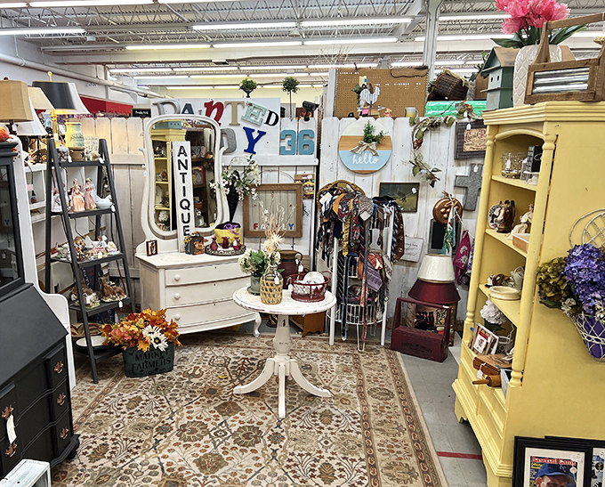This booth looks like someone raided Joanna Gaines' secret storage unit—farmhouse chic with a side of nostalgia.