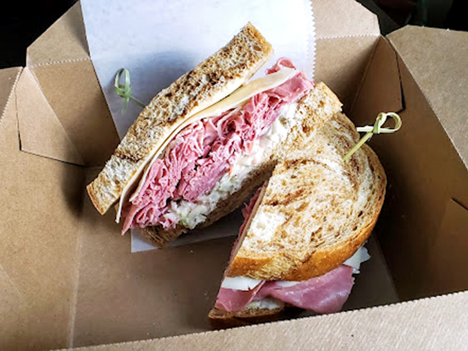 Simple pleasures in a cardboard box. This sandwich isn't dressed for Instagram &ndash; it's dressed for your taste buds' standing ovation.