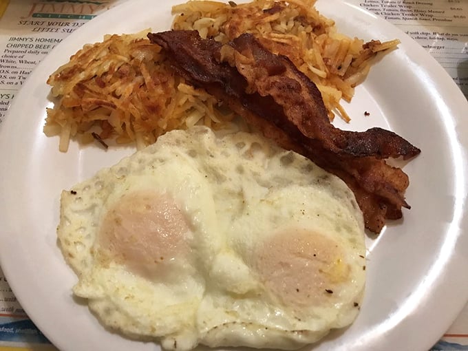 Sunny-side up eggs, crispy bacon, and hash browns&mdash;the holy trinity of breakfast done exactly the way your taste buds remember from childhood.