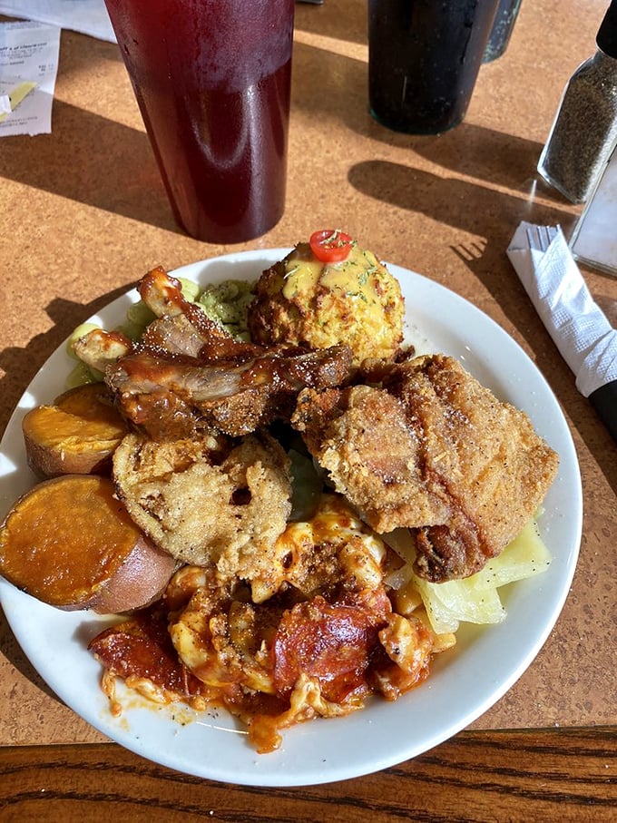 Southern hospitality on a plate&mdash;where fried perfection meets garden-fresh sides. This isn't just dinner; it's a warm hug from the inside out.