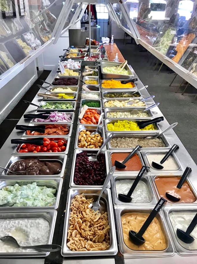 The salad bar that answers the eternal question: "How many colors can I fit on one plate?" The answer is deliciously infinite.