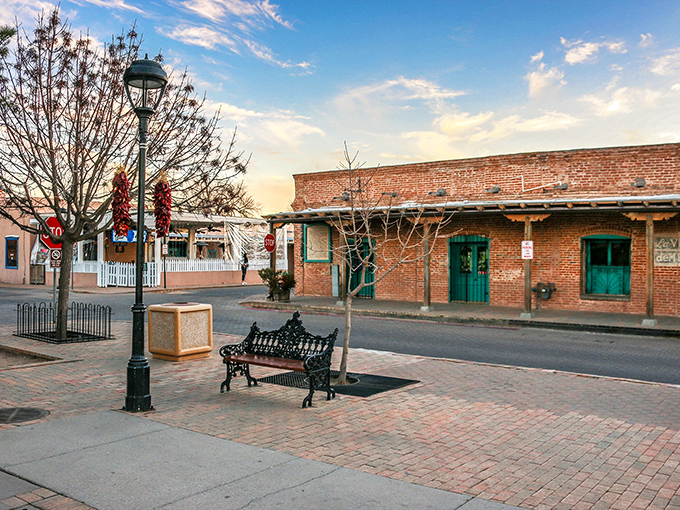 Mesilla's plaza benches invite you to sit a spell, as if the town is saying, "Slow down, amigo, the desert's been here forever and isn't going anywhere."