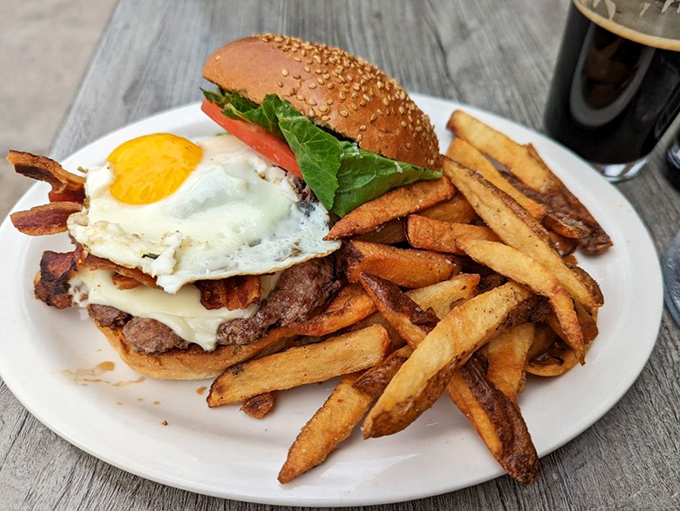 Brunch nirvana achieved: a waffle foundation supporting the holy trinity of black beans, avocado, and egg. The breakfast equivalent of hitting the jackpot. 