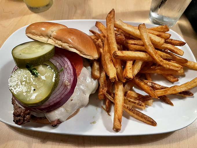 Fresh ingredients transform this classic cheeseburger into something extraordinary. Those hand-cut fries aren't just a side&mdash;they're co-stars in this delicious production.