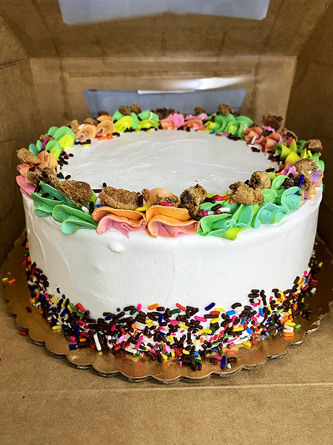 This isn't just a cake&mdash;it's a celebration waiting to happen. Sprinkles, colorful frosting, and enough sugar to power a small town.